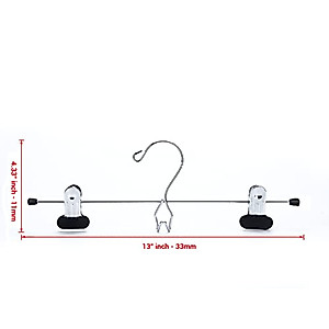 6 Quality Pants Hangers Heavy Duty Add-on Skirt/Slack Metal Hanger, Extra Wide Adjustable Clips, Multi Stackable Add on Hangers, Chrome, Jeans, Bottoms, Set of 6