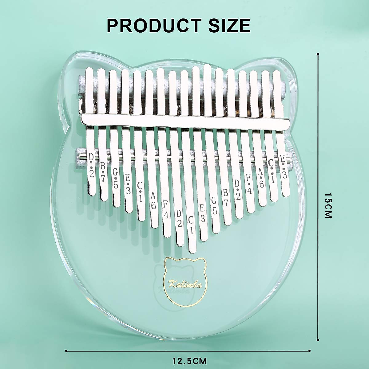 YAEL Kalimba 17 Keys Transparent Acrylic Panda Thumb Piano Note Carved Starter Finger Piano with Kalimba Case Tune Hammer Study Booklet Stickers