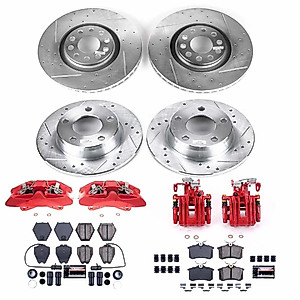 Power Stop KC890 Z23 Front and Rear Brake Caliper Kit-Brake Rotors, Carbon Ceramic Brake Pads, Calipers For Audi A6 Quattro 2000-2001 [Model Specific]