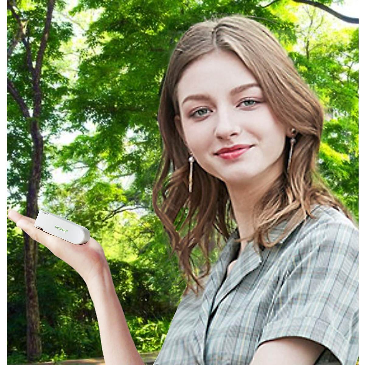 Ronessy Mini Handheld Fan Rechargeable Electric Hand Fan Speed Adjustable Purse Fan for Women Kids Travel Outdoor, Single Head, Green