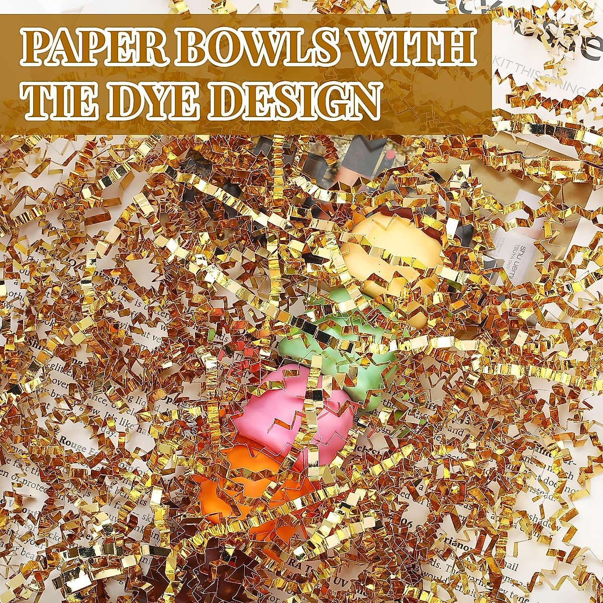 Fulmoon 1 Bag 3 lb/1.35 kg Shredded Paper for Gift Box Crinkle Cut Paper Glitter Shredded Filler Shiny Paper Filler for Gift Wrapping Basket Filling Birthday Wedding Christmas (Gold)