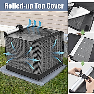 Air Conditioner Covers for Outside, Breathable Full Mesh With Waterproof Top Air Conditioner Cover for All Seasons, AC Unit Cover Protect from Cotttonwood Fluff, Leaves, Debris, 32"W x 32"D x 36"H