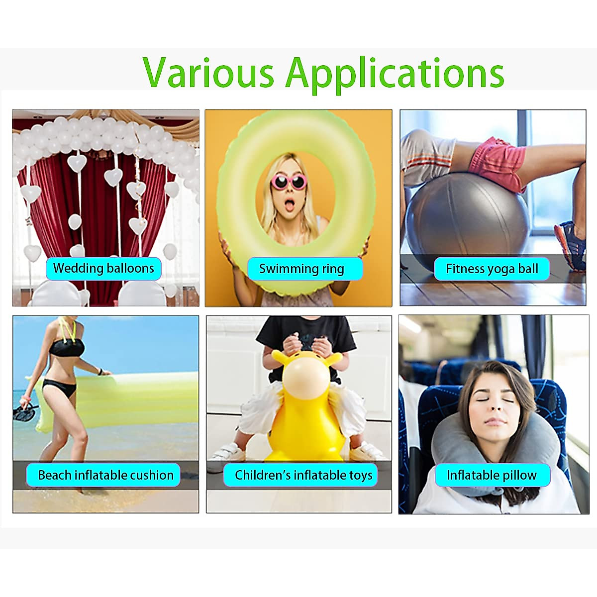 Balloon Pump Hand Held 2Pack, Double-Way Air Intake Portable Manual Inflator for Halloween Balloons, Yoga Balls, Balloon Garland, Party Decorations