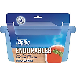 Ziploc Endurables Medium Container, 4 Cups, Reusable Silicone Bags and Food Storage Meal Prep Containers for Freezer, Oven, and Microwave, Dishwasher Safe