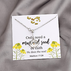 WUSUANED Religious Inspirational Gift Mustard Seed Lariat Necklace Faith Jewelry Christian Gifts For Women