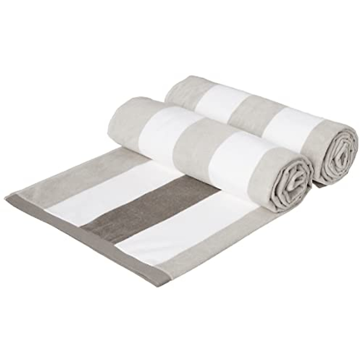 Amazon Basics Oversized Premium Cotton Beach Towel - Pop Stripe - Gray/Dark Gray, 36" x 72", 2-Pack