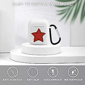 Red Starfish Silicone AirPods Case Protective Cover Compatible with AirPods 2 & 1 with Keychain