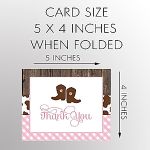 The Invite Lady Cowgirl Baby Shower Thank You First Rodeo Cow Girl Notecards Notes With Envelopes (24 count)
