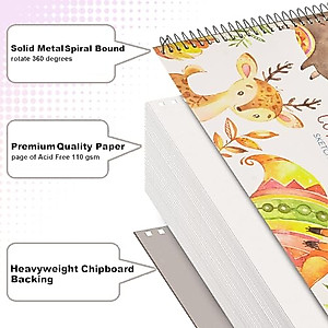 MEMX Sketch Book for Kids, 8”X11.5” 100 Pages(110gsm), Spiral Bound Artist Sketch Pad, Durable Acid Free Sketchbook for Painting, Sketching or Doodling, Best Gifts for Drawing Boys and Girls, White