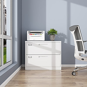 STANI Lateral File Cabinets with Lock, Filing Cabinet, 2 Drawer Lateral File Cabinet with Lock, Metal Lateral File Cabinet for Home and Office, Assembly Required