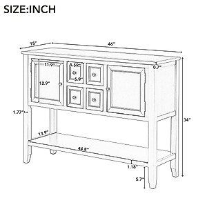 ZSQ Buffet Table, Cambridge Series Sideboard Table with Bottom Shelf, Console Table Dining Room Server, Entry Table Buffet Cabinet Sofa Table (Antique Blue)