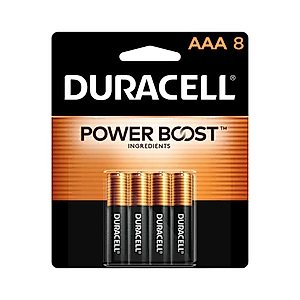 Duracell Coppertop AAA Batteries with Power Boost Ingredients, 8 Count Pack Triple A Battery with Long-lasting Power, Alkaline AAA Battery for Household and Office Devices