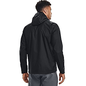 Under Armour mens Forefront Rain Jacket , Black (001)/Steel , Large
