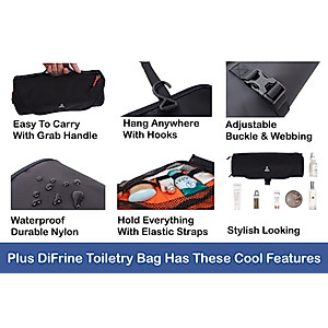 Compact Travel Toiletry Bag, Hanging Toiletry Bag for Men, Roll Up Dopp Kit Bathroom Shaving Shower Medicine Hygiene Bag for Traveling, Waterproof Lightweight Organizer for Gym Camping Grooming, Black