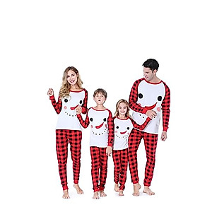 Joyond Kid Boys Girls 2 Piece Family Matching, Festive Christmas Pajama Sets, Cotton, Snowman, White, 14Years