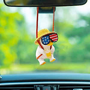 Cute Duck Car Decoration Accessories Cool Duck Drinking Car Hanging Accessories Rearview Mirror Pendant Creative (Cups Duck)