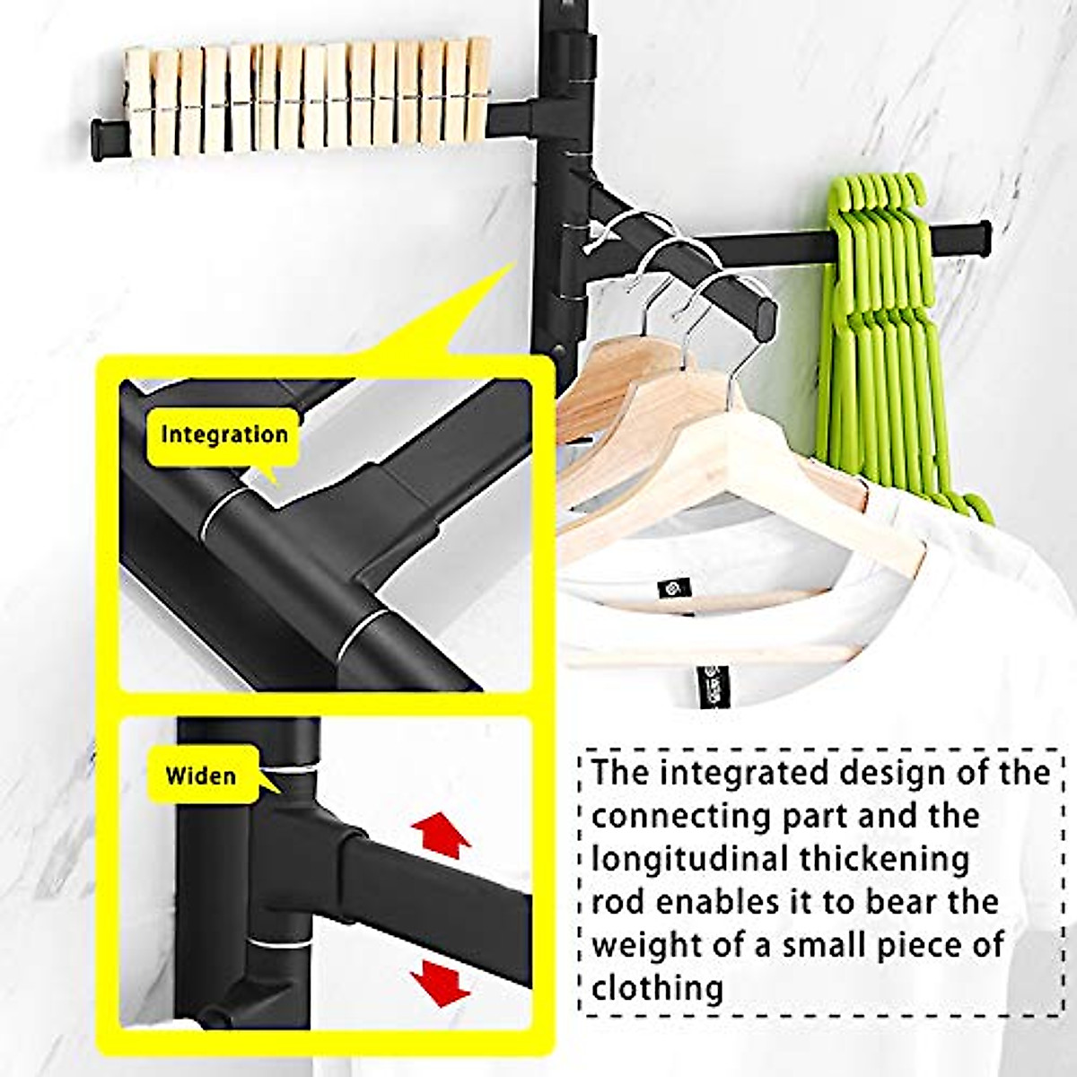 Towel Rack, Wall-Mounted Non-Perforated Bathroom Storage Rack，with 4 Arms Easy to Install, for Hanging Storage in Kitchen or Bathroom