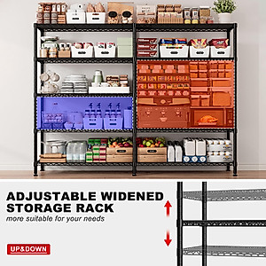 REIBII 1500LBS Storage Shelves 61.2''W Wire Shelving Unit 5 Tier Metal Shelving for Storage Rack Shelves for Storage Heavy Duty Garage Shelf Pantry Shelves Kitchen Shelving, 61.2''W*72.4''H*15.7" D