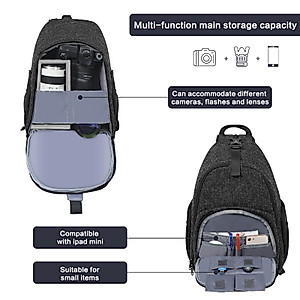 MOSISO Camera Bag Sling Backpack, DSLR/SLR/Mirrorless Photography Waterproof Camera Case Crossbody Shoulder Bag with Tripod Holder&Rain Cover&Shoulder Straps Compatible with Canon/Nikon/Sony, Black