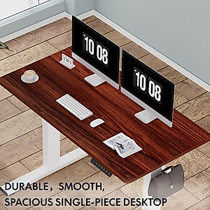 FLEXISPOT EN2 Whole-Piece Standing Desk, 55 x 28 Electric Stand Up Height Adjustable Desk (White Frame + 55" Mahogany Top, 2 Packages)