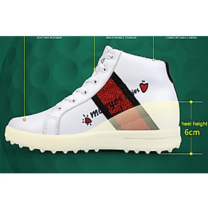 BHB High Heel Golf Shoes for Women and Girls, Waterproof Spikeless Glitter Golf Shoes for Girls Black