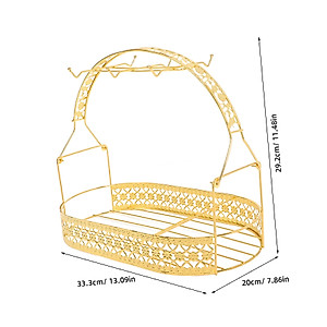 BESTonZON Wrought Iron Coffee Mug Cup Holder Stand Dishes Organizer Rack for Counter Cabinet Table for Kitchen Restaurant Office - 33.3 x 29.2 x 20cm (Golden)