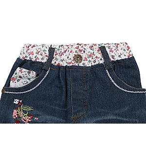 LUKYCILD Toddler Girl Clothes Baby Girl Long Sleeve Top + Jeans Pants with Pockets 2 Piece Outfit Cartoon Clothing Set