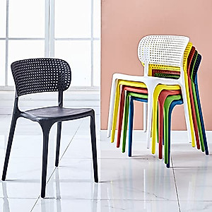 LITFAD Modern Indoor-Outdoor Plastic Dining Armchair Home Open Back Dining Chairs Set for 4 Simple Chairs for Dining Room Restaurant Office - Black Set of 4