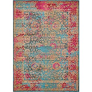 Unique Loom Medici Collection Floral Vibrant Colors Traditional Blue Area Rug (8' 0 x 11' 0)
