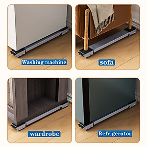 Retractable Washing Machine Base with Wheels Refrigerator Stand Portable Mobile Base for Various Home Appliances, Washing Machine Refrigerator Dryer Silver White Wheel