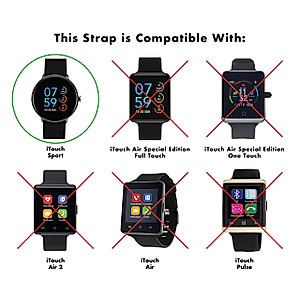 iTouch Sport Solid Silicone Smartwatch Straps, Replacement Smartwatch Straps, Solid Silicone Straps for Smartwatches, Compatible ONLY with The iTouch Sport Smartwatch (Red)
