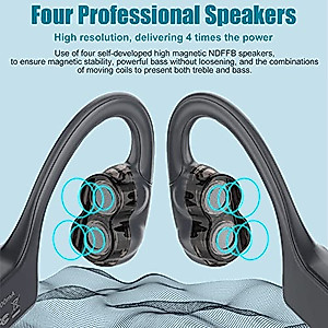 Air Conduction Headphones, Open Ear Wireless Bluetooth 5.3 Earphones with Mic, IPX6 Waterproof Sweatproof Lightweight Sports Headset for Running, Cycling, Driving, Workout, Hiking, Walking (Black)