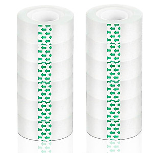 Cayxenful 12 Rolls Transparent Tape Refills, 3/4-Inch x 1000 inch Clear Tape, 1 inch Core, Clear Tape Refill Rolls for Gift Wrapping, Home, School Office Supplies