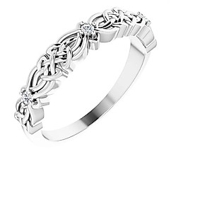 Jewels Store 0.10 Ct Round Cut White Diamond Celtic Knot Wedding Band for Women in 925 Sterling Silver White or Rose or Yellow Gold Finish (Silver, 7.5)