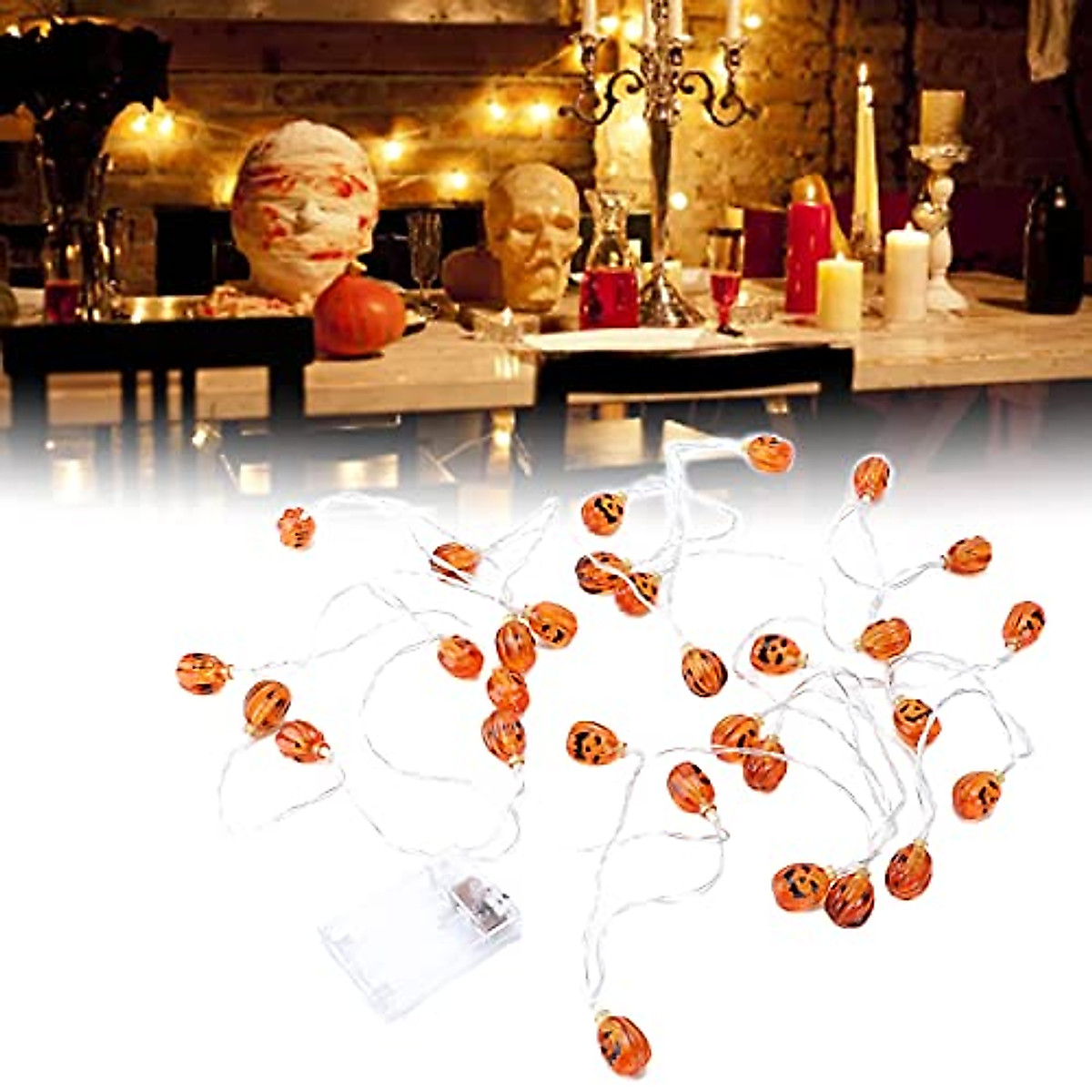Halloween Lights 3D Acrylic Pumpkin Lantern String Lights Battery Powered Holiday Lights for Halloween Party Indoor Fall Outdoor Harvest Thanksgiving Halloween Decorations