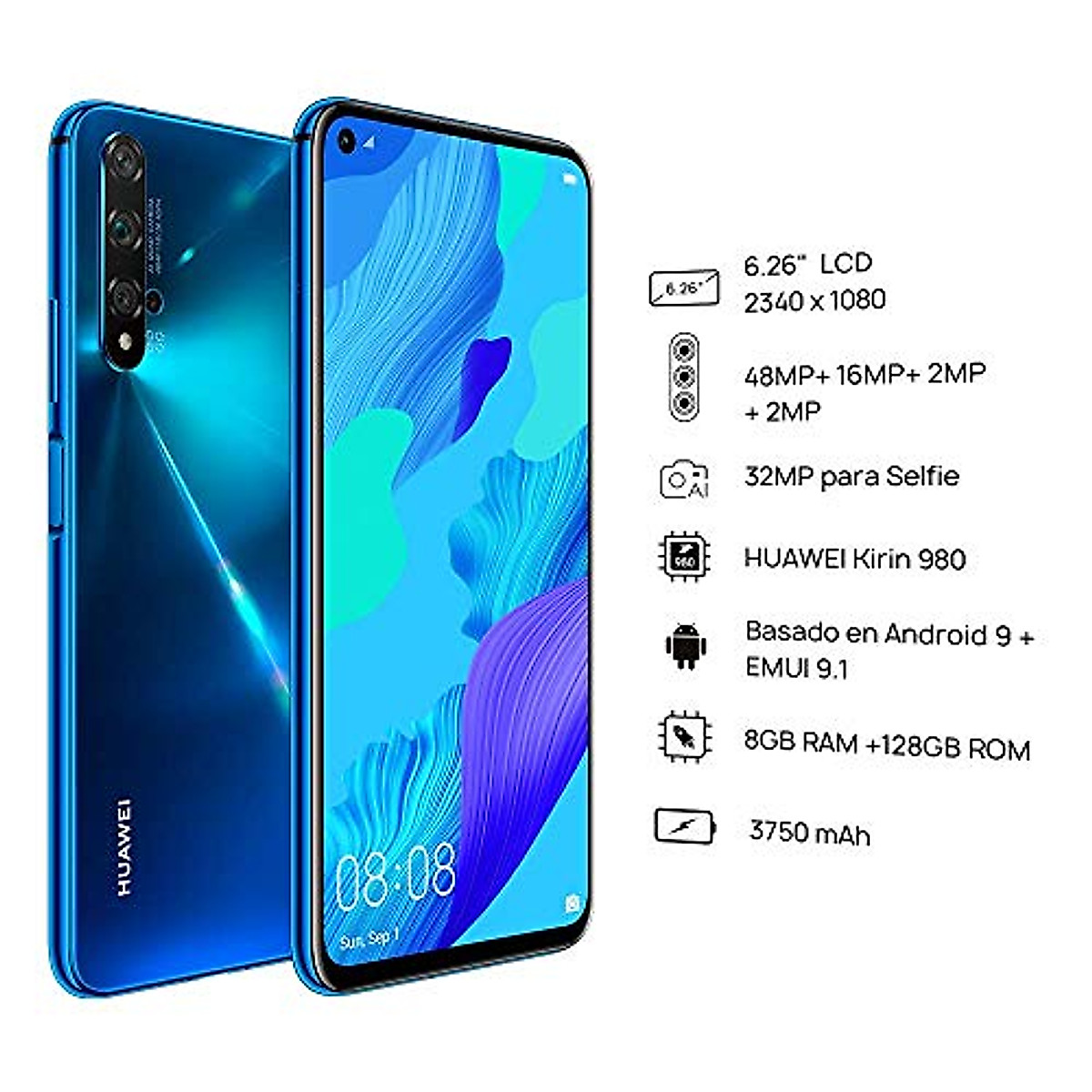 Huawei Nova 5T YAL-L21 128GB 6GB RAM International Version - Crush Blue