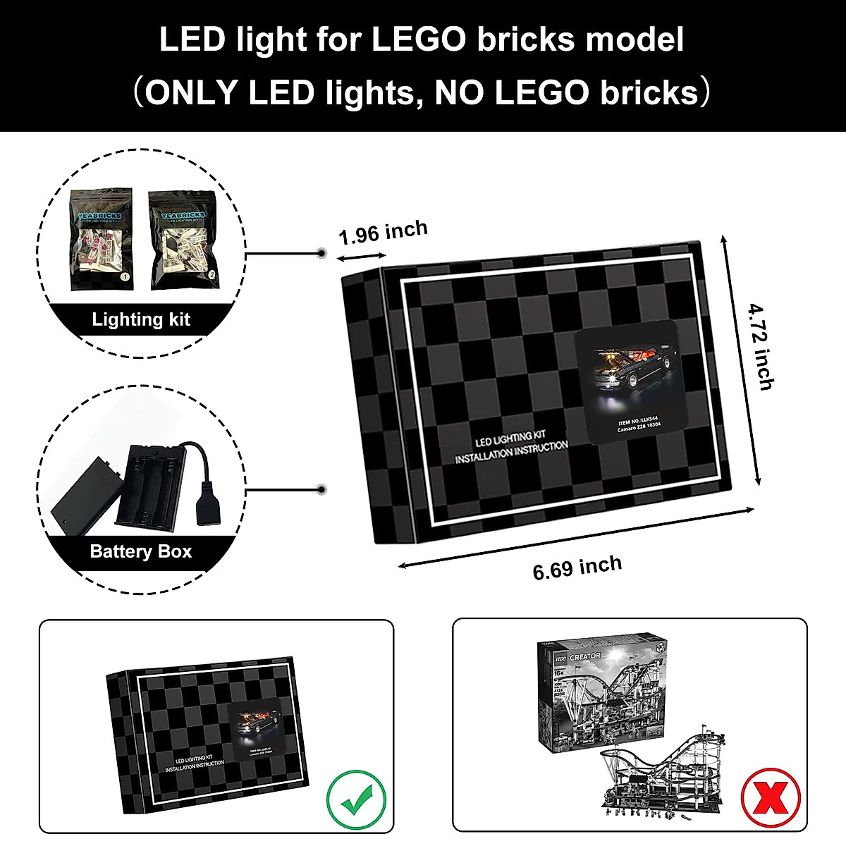 Vaodest LED Light for Lego Volkswagen T2 Camper Van 10279 Model,Design and Configuration Compatible with Model 10279 (LED Light Only, Not Building Block Kit)