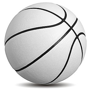 MINDCOLLISION Size 5/6/7 Solid Color Basketball, No Standard Non-Slip Wear-Resistant, Suitable for Indoor and Outdoor Children's Women's Youth Adult Basketball,White,7
