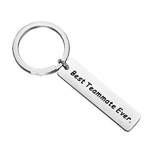 FEELMEM Teammate Gift Team Player Gift Sports Gifts Best Teammate Ever Keychain Football Basketball Baseball Swimming Soccer Team Gift Teammate Keyring Gift (silver)