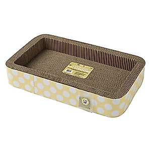 Petrageous 13079 Jerrys Rectangular Corrugated Cat Lounge Scratcher 20-Inch Long 12-Inch Wide 3.5-Inch Tall with Cat Nip is Great for Cats, Yellow