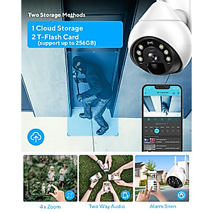 ANWIKE Solar Security Camera Outdoor Full 360°Coverage - Double Solar Panel Pan Tilt Zoom Wireless Security Camera with floodlights Color Night Vision, WiFi Camera 2-Way Audio IP66 Waterproof