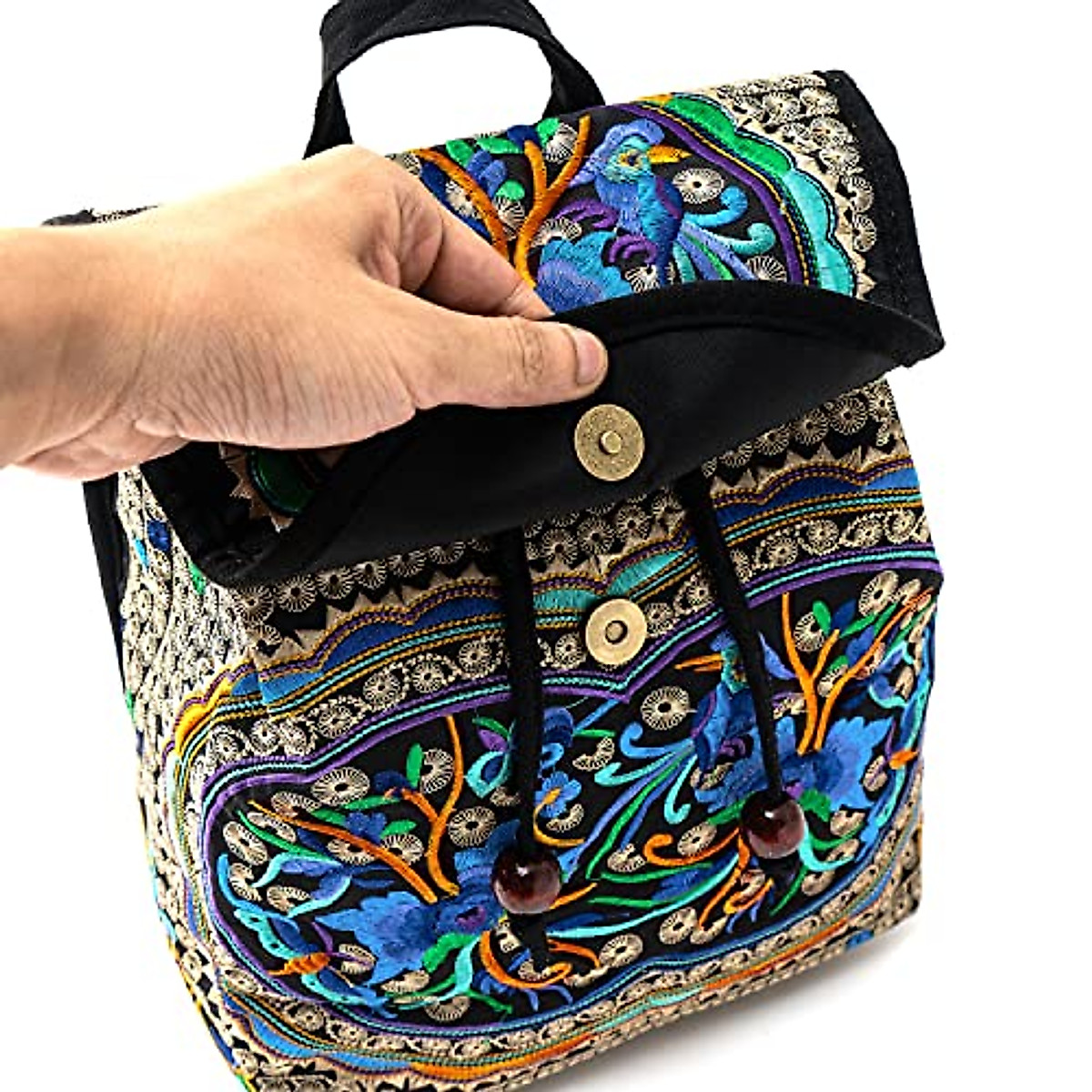 surrylake Vintage Embroidered Women Backpacks Boho Backpack Purse Ethnic Travel Shoulder Bag for Women Young Girls