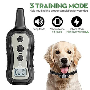 PATPET Dog Training Collar Dog Shock Collar with Remote - 3 Training Modes, Beep, Vibration and Shock, Up to 1000 ft Remote Range, Rainproof for Small Medium Large Dogs