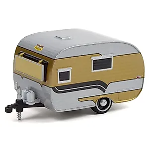 Greenlight 34110-B Hitched Homes Series 11 - 1958 Catolac DeVille Travel Trailer - Gold, Black and Aluminum 1:64 Scale
