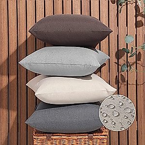 Notherss Outdoor Waterproof Neutral Pillow Covers18x18in Set of 4,Solid Color Pillows Decorative Square Patio Furniture Pillows for Couch P 18“x18” NO no