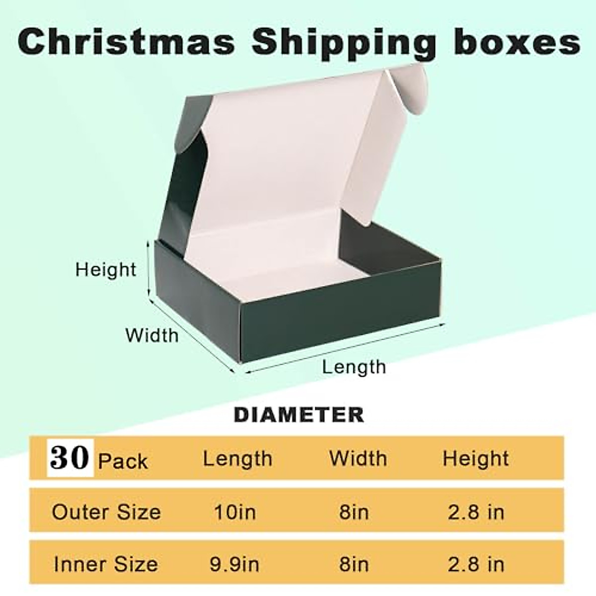 Christmas Shipping Boxes Medium, 10x8x2.8" 30 Pack Merry Christmas Cardboard Boxes, Gift Small Boxes for Shipping Mailing Small Business