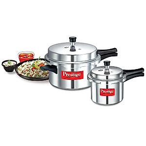 Prestige Popular Aluminium Pressure Cooker Combo (7.5L + 3L)