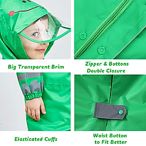 Toddler Rain Suit,Waterproof Girls Boys Raincoat,Kids Rain Poncho,Unisex Baby Rain Gear Jacket Coverall (M, Green Frog)