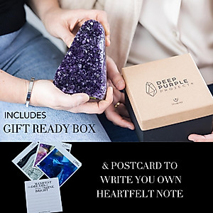 Deep Purple Project Huge A Grade Amethyst Crystal Geode from Uruguay 1.5 lb to 2.2 lb Premium Gift Box Perfect for Collectors