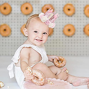 Kbrand Hat First Birthday 1st Decorations For Girl Gifts Rose Gold Baby Pink Crown Party One Year Old Princess, Rose Gold,pink